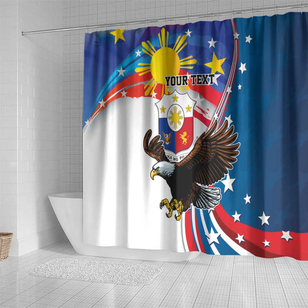 Personalized Filipino-American Shower Curtain The Eight-Rayed Sun with ...