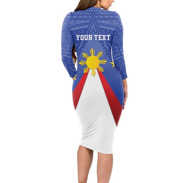 Personalized Pilipinas Eight-Rayed Sun Long Sleeve Bodycon Dress ...