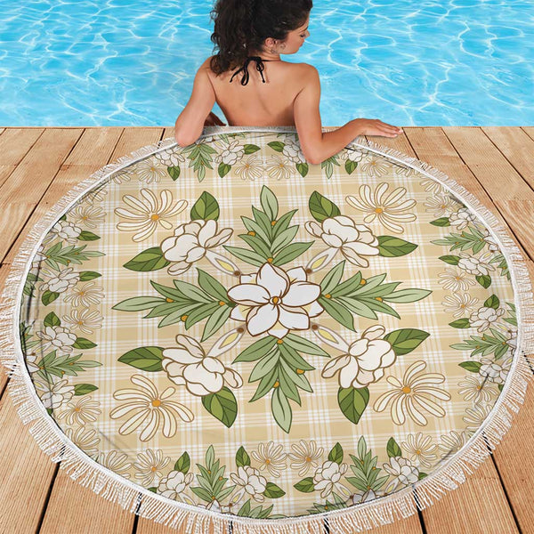 Squares Maile Leaf Beach Blanket Beige Palaka Hawaiian Quilt Pattern LT9