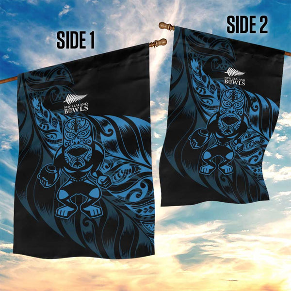 New Zealand Lawn Bowls Garden Flag Blue Maori Warrior Tribal Silver ...