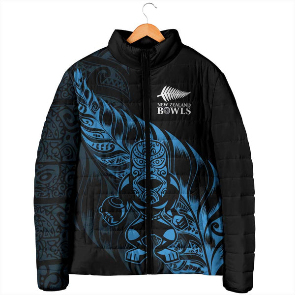 New Zealand Lawn Bowls Custom Padded Jacket Blue Maori Warrior Tribal ...