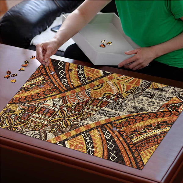 Hawaiian Style Tapa Puzzle Vintage Seamless Pattern LT9