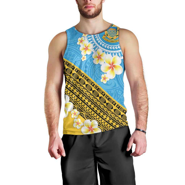 Tuvalu Plumeria Flowers Men Tank Top Polynesian Tribal Pattern LT9