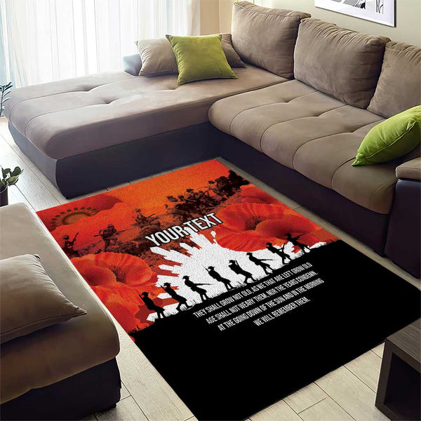 Anzac Day Gallipoli Personalised Area Rug Red Poppy Flowers LT9