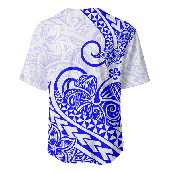 Polynesian Baseball Jersey Tribal Tattoo Blue Screen Color LT9