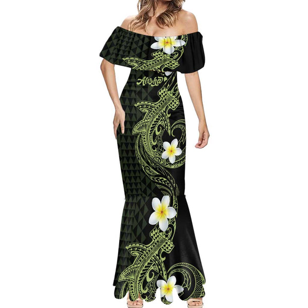 Aloha Hammerhead Shark Mermaid Dress Lime Rickey Hawaiian Kakau Tribal ...