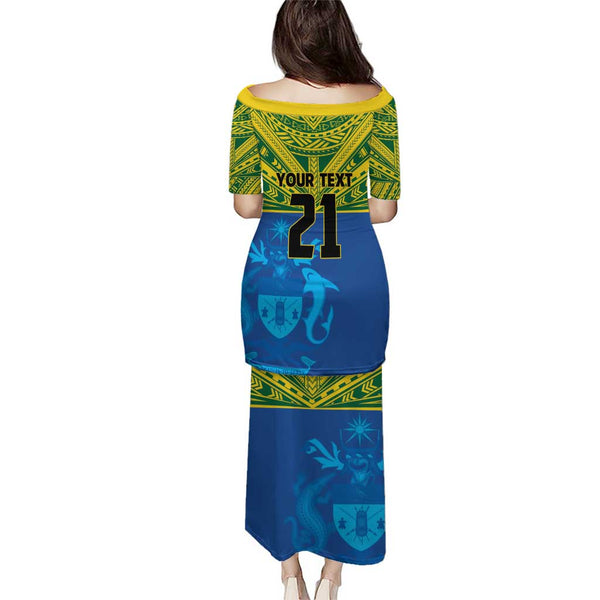 Solomon Islands Rugby Custom Puletasi Simple Coat of arm Polynesian ...