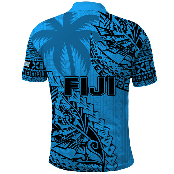 Fiji Rugby Polo Shirt Kaiviti Fijian Tribal World Cup Blue No1 LT9