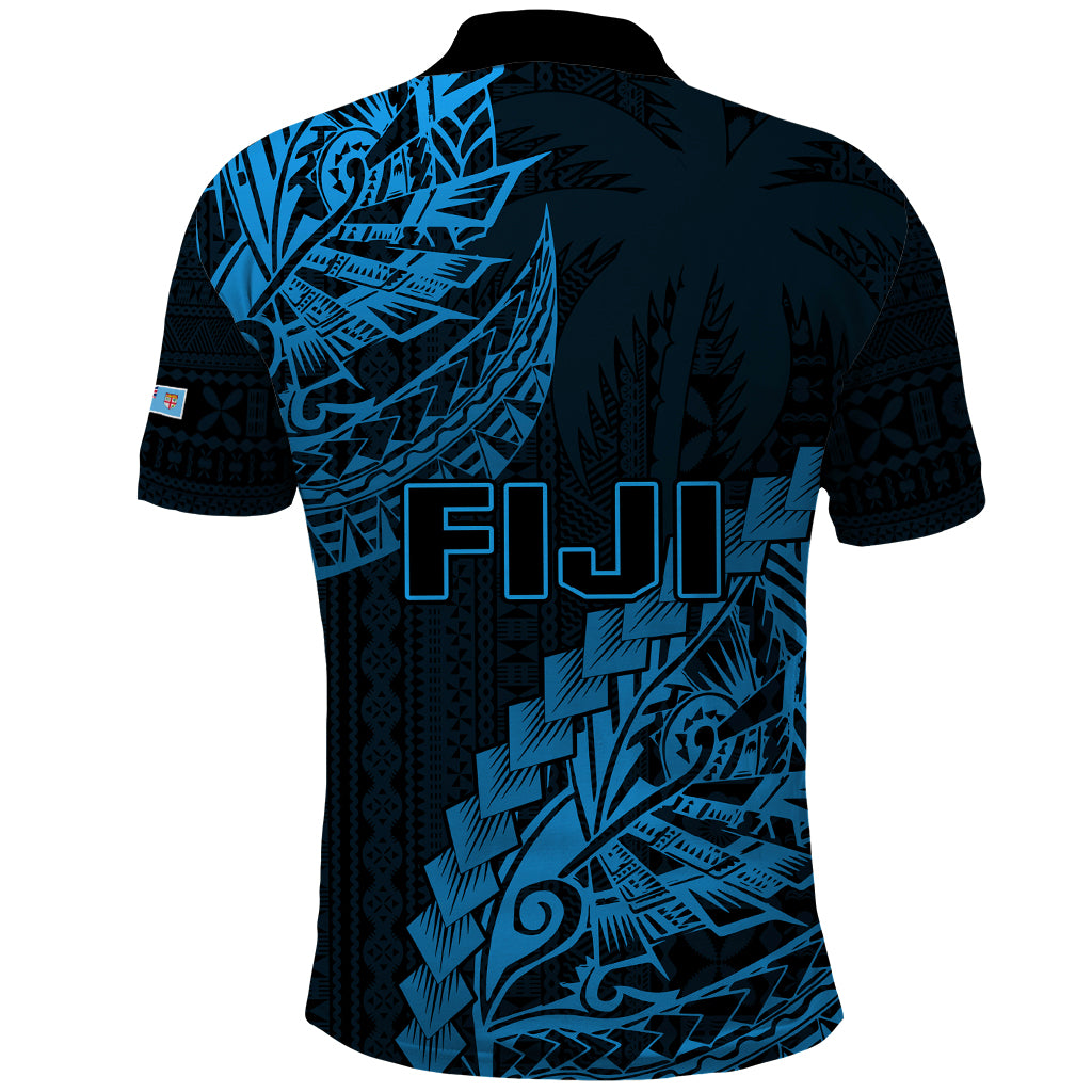 Fiji Rugby Polo Shirt Kaiviti Fijian Tribal World Cup Blue No2 LT9