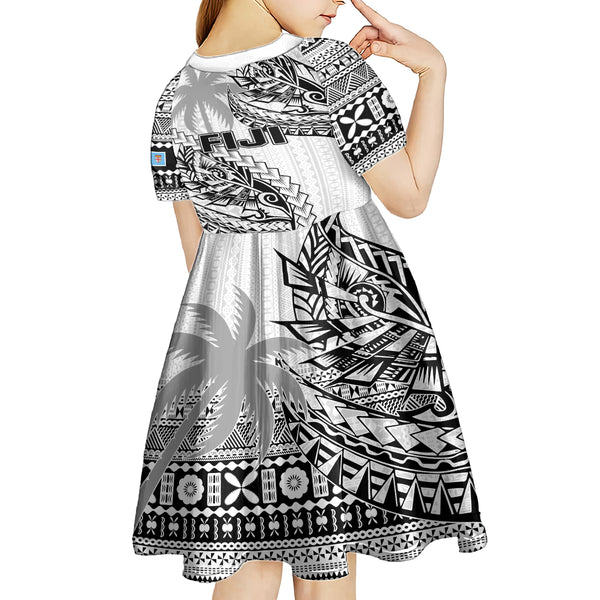 Fiji Rugby Kid Short Sleeve Dress Kaiviti Fijian Tribal World Cup White LT9