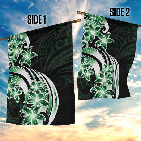 Plumeria Tribal Tattoo Garden Flag Green Polynesian Pattern LT9