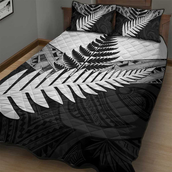 New Zealand Silver Fern Quilt Bed Set Maori Koru Mixed Taniko Pattern LT9