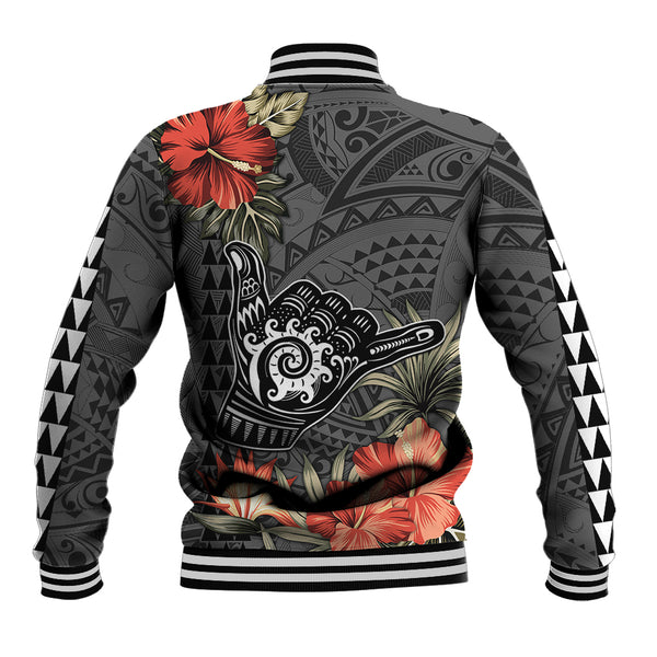 Hawaii Shaka Surf Hand Sign Baseball Jacket Polynesian Vintage Vibes LT9