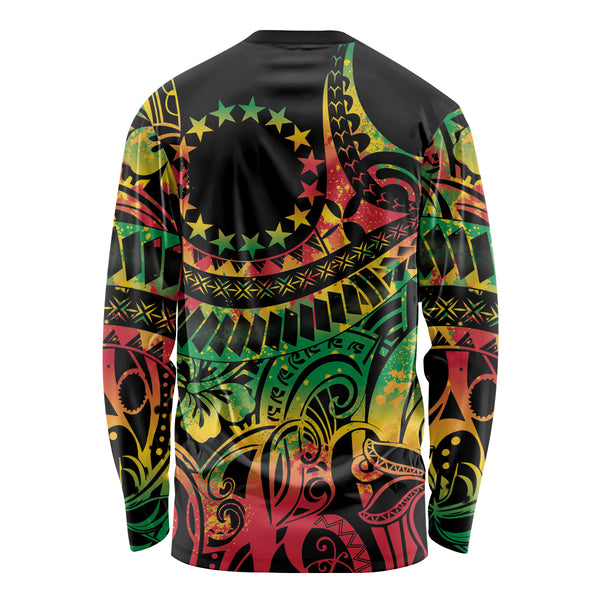 Cook Islands 15 Stars Long Sleeve Shirt Kuki Airani Polynesian Tribal ...