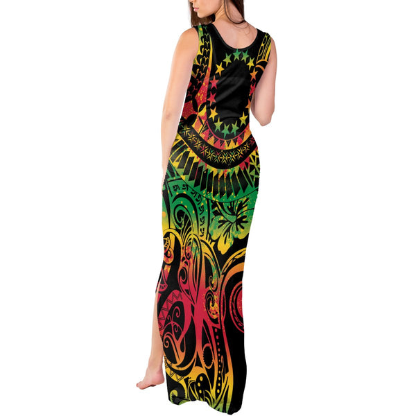 Cook Islands 15 Stars Tank Maxi Dress Kuki Airani Polynesian Tribal ...