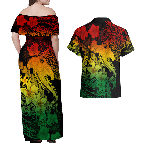 Aloha Hawaii Couples Matching Off Shoulder Maxi Dress and Hawaiian ...
