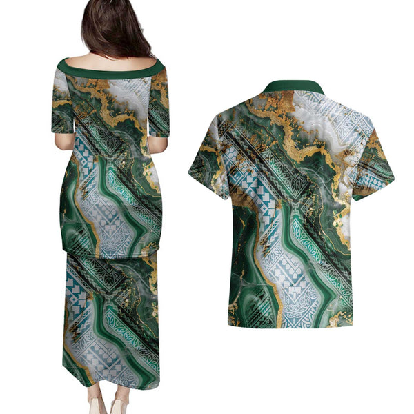Polynesian Tribal Tattoo Couples Matching Puletasi and Hawaiian Shirt ...