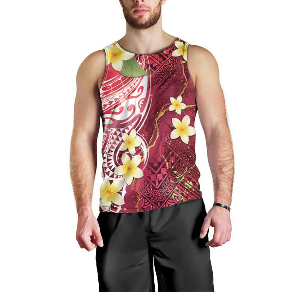 Polynesian Tribal Tattoo Men Tank Top Plumeria Blood Red and Gold ...