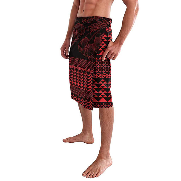 Red Taniko Kowhaiwhai Tukutuku Motif Lavalava LT9