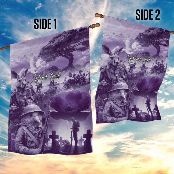 Purple ANZAC Day The Battle of Lone Pine Garden Flag Kiwi-Kangaroo ...