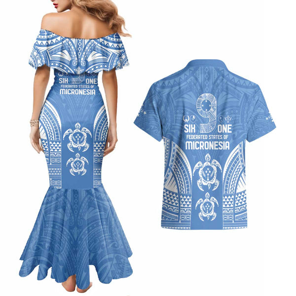 FSM Kosrae States Couples Matching Mermaid Dress and Hawaiian Shirt ...