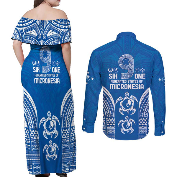 FSM Yap States Couples Matching Off Shoulder Maxi Dress and Long Sleeve ...