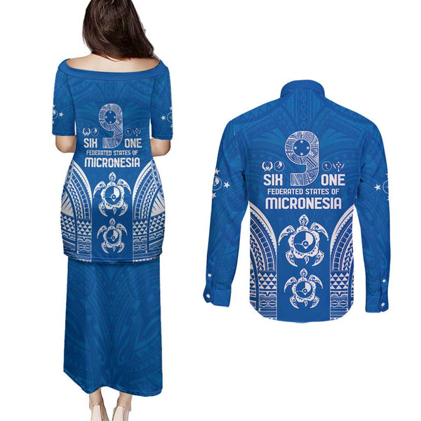 FSM Yap States Couples Matching Puletasi and Long Sleeve Button Shirt ...