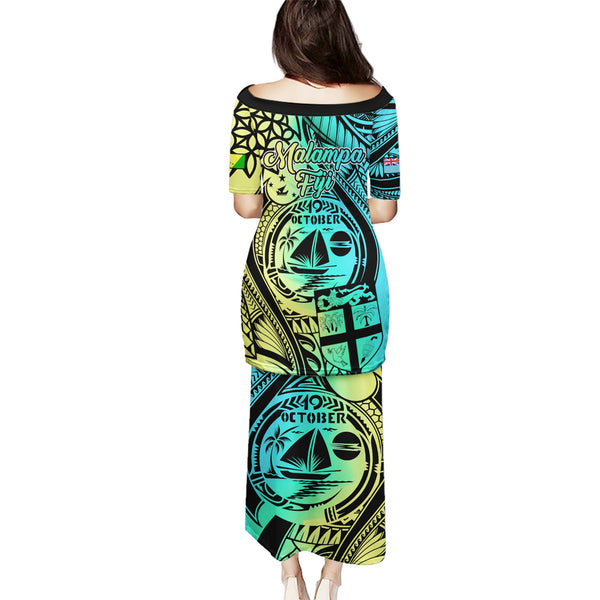 Malampa Fiji Day Puletasi Vanuatu Sand Drawing With Polynesian Pattern LT9