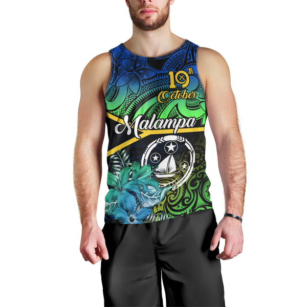 Malampa Day Men Tank Top Vanuatu Flowers with Malampa Emblem Tribal ...