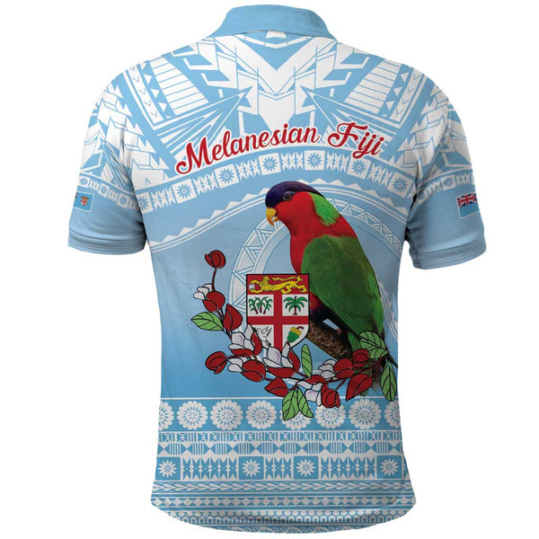 Melanesian Fiji Kula Bird Polo Shirt with Tagimoucia Masi Tapa Pattern LT9