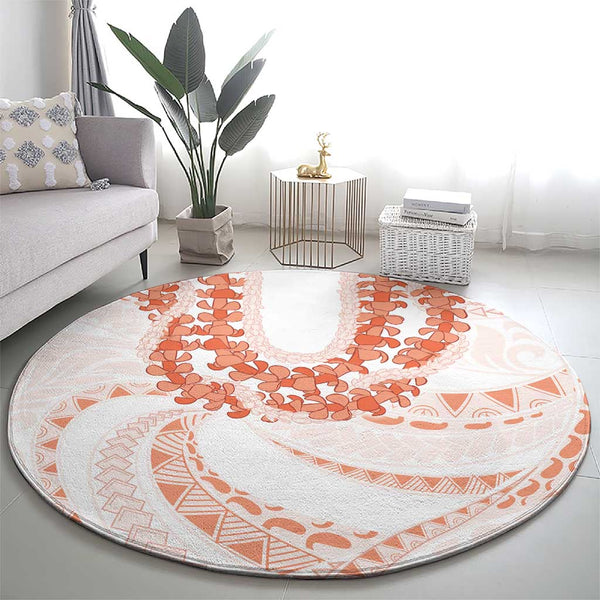 Aloha Lei Onaona Round Carpet Red Hawaiian Tribal Pattern LT9
