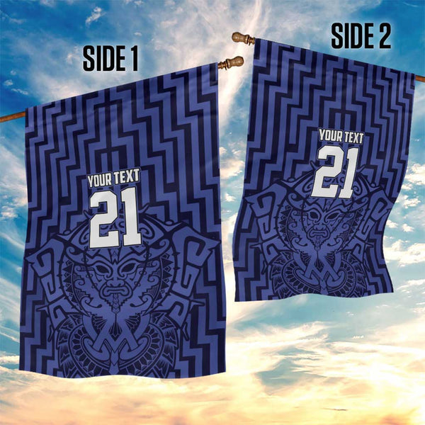 Custom Basketball New Zealand Garden Flag Blue Maori Ta Moko Indigenous LT9