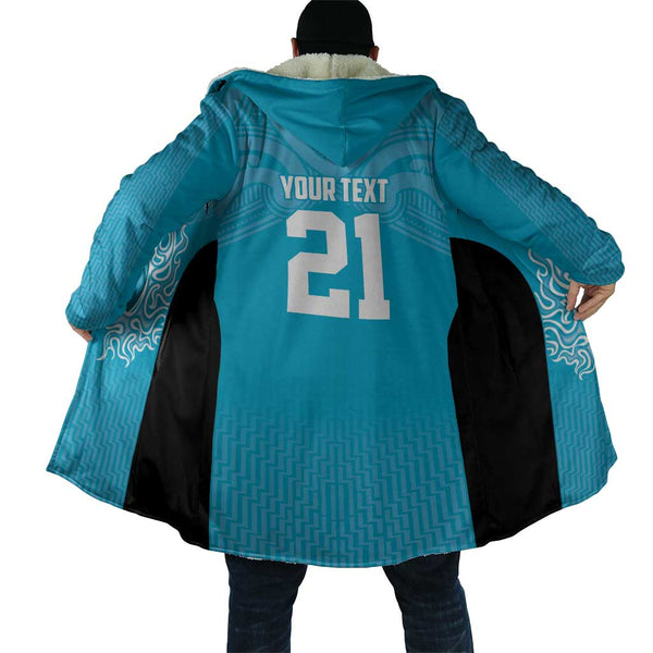 New Zealand Custom Cloak Fire Basketball Maori Tribal Sky Blue LT9