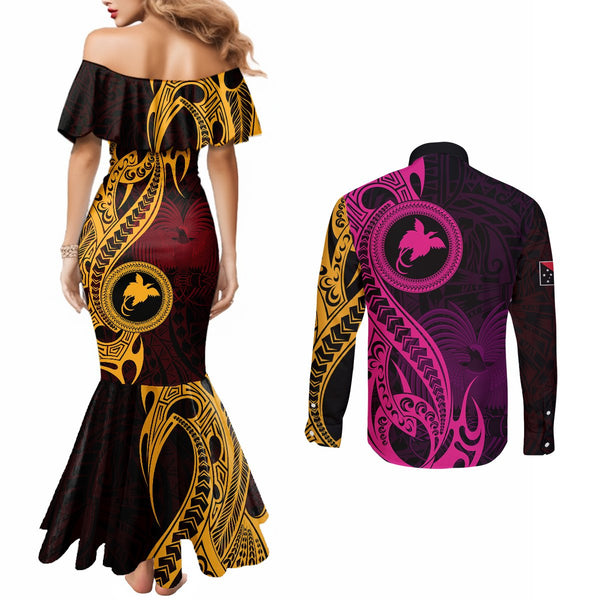 Papua New Guinea Island Couples Matching Mermaid Dress and Long Sleeve ...