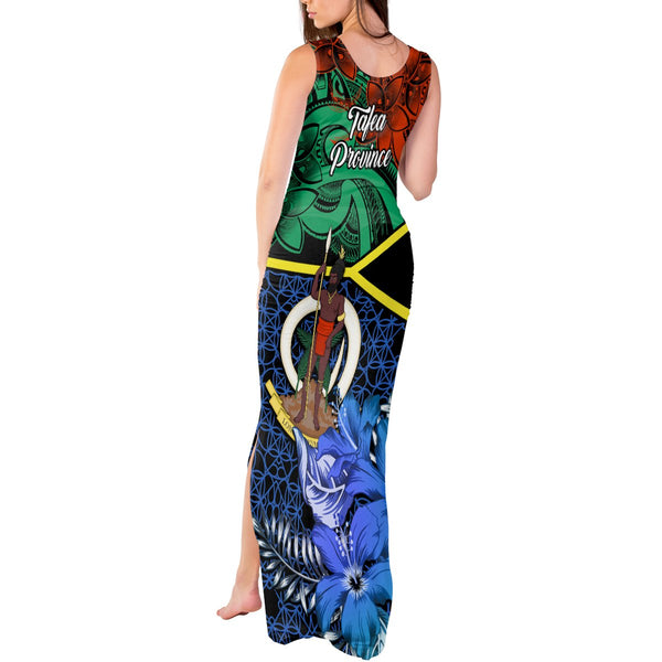 Tafea Day Tank Maxi Dress Vanuatu Sand Drawing With Polynesian Pattern LT9