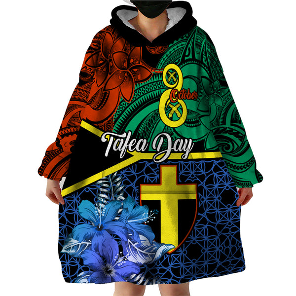 Tafea Day Wearable Blanket Hoodie Vanuatu Sand Drawing With Polynesian ...
