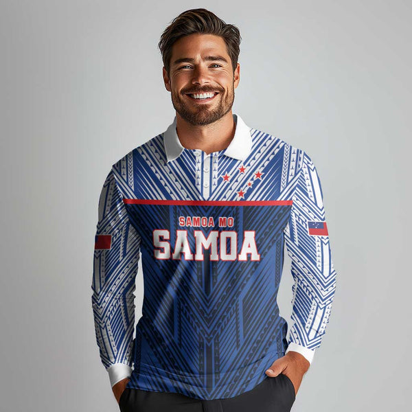 Custom Rugby Toa Samoa Long Sleeve Polo Shirt Samoa mo Samoa Island ...
