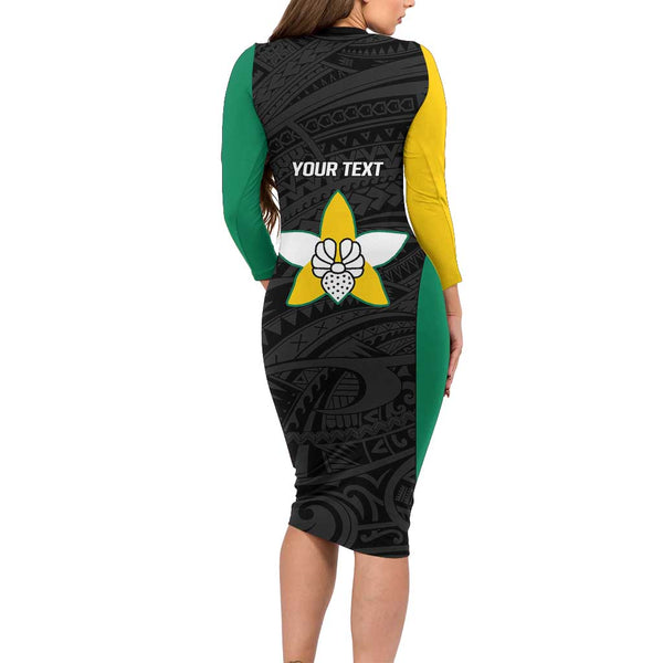 Personalised PNG Enga Province Long Sleeve Bodycon Dress Bird of ...