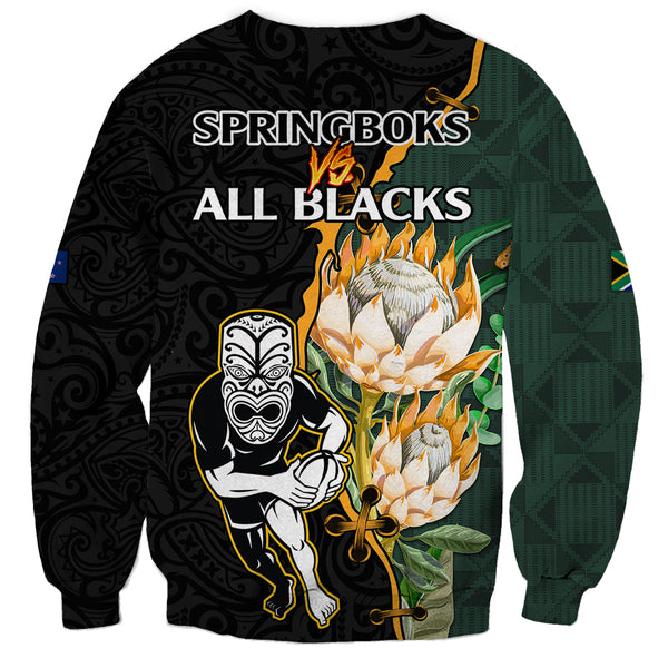 South Africa Protea and New Zealand Sweatshirt Go All Black-Springboks ...