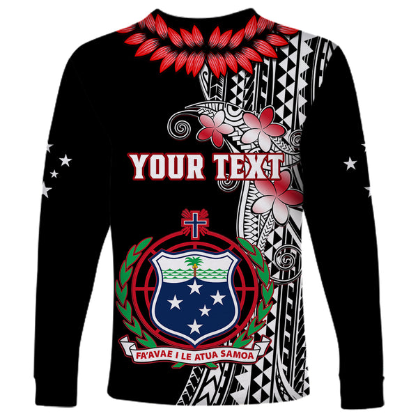 Personalised Samoa Long Sleeve Shirt Ula Fala Mix Samoan Tribal Black ...