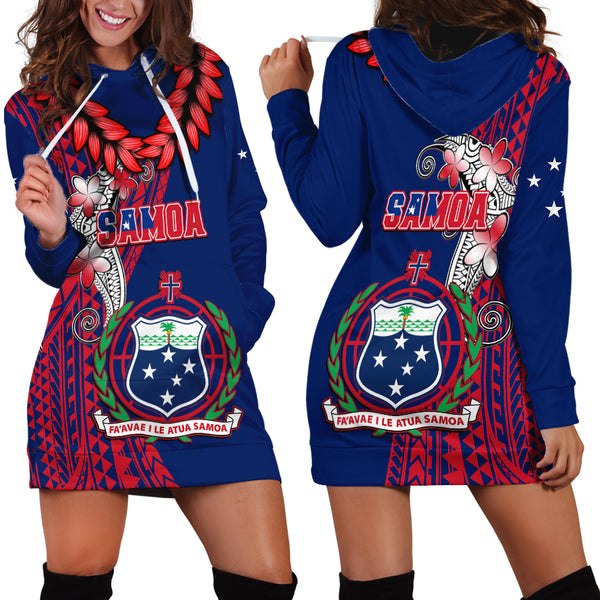 Polynesian Pride Samoa Hoodie Dress Ula Fala Mix Samoan Tribal Blue ...