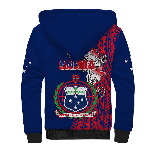 Polynesian Pride Samoa Sherpa Hoodie Ula Fala Mix Samoan Tribal Blue ...