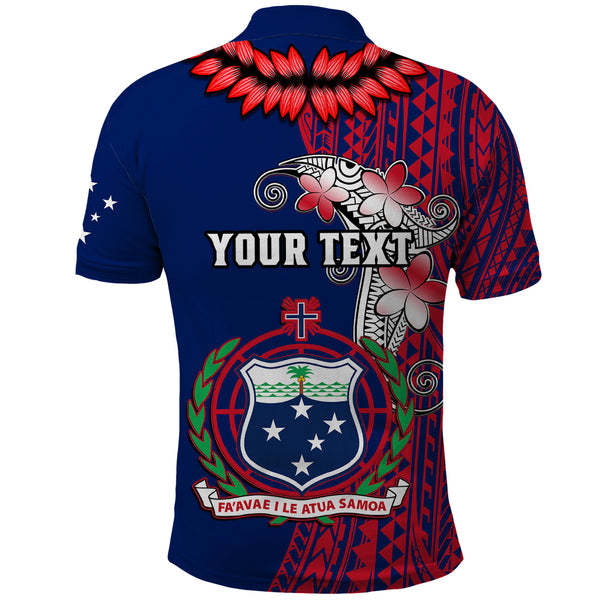 Custom Samoa Polo Shirt Ula Fala Mix Samoan Tribal Blue Version LT14
