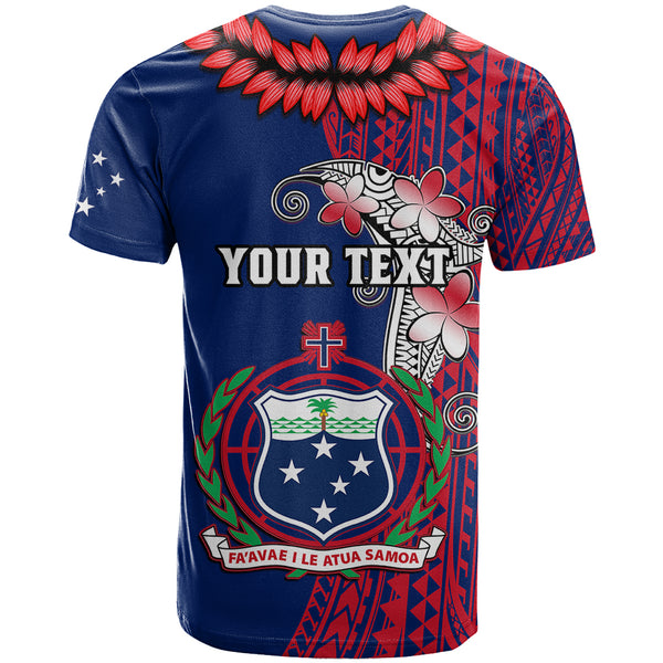 Custom Samoa T Shirt Ula Fala Mix Samoan Tribal Blue Version LT14