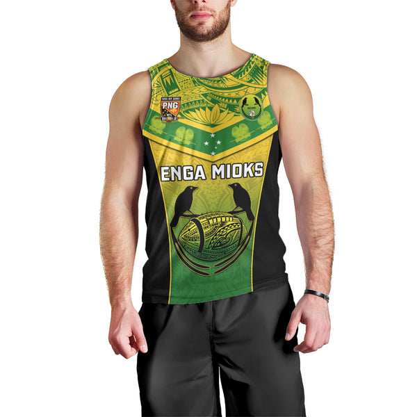 Papua New Guinea Rugby Men Tank Top Enga Mioks PNG Polynesian Pattern LT14