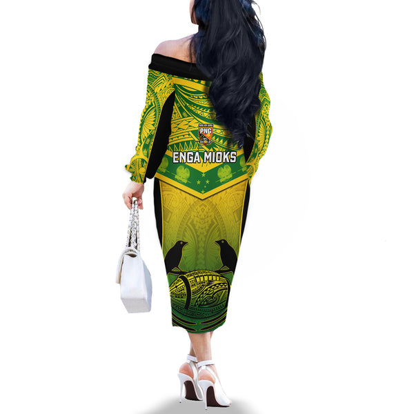 Papua New Guinea Rugby Off The Shoulder Long Sleeve Dress Enga Mioks ...