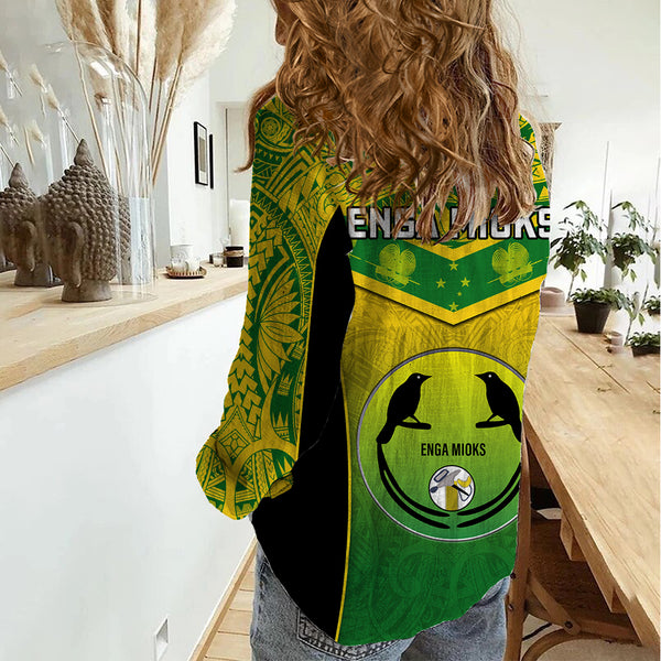 Papua New Guinea Rugby Women Casual Shirt Enga Mioks PNG Polynesian ...