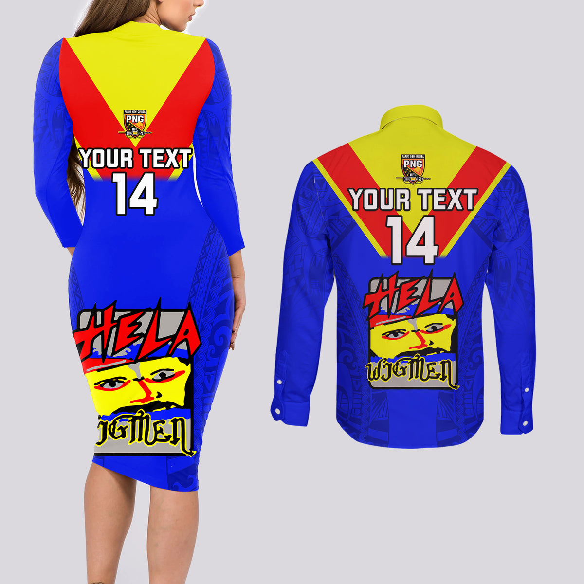 Custom Papua New Guinea Rugby Couples Matching Long Sleeve Bodycon ...