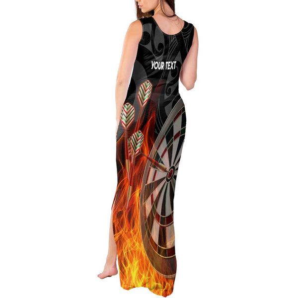 Personalised Aotearoa Darts Tank Maxi Dress Maori Koru Flaming ...