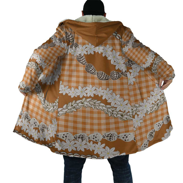 Orange Hawaii Tiare and Shell Lei Cloak Hawaiian Palaka Luxury Vibes LT14